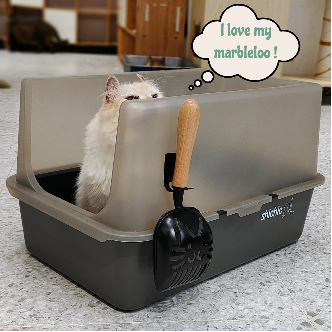Durable Nonstick steel cat litter box | Marbeloo by Shichic